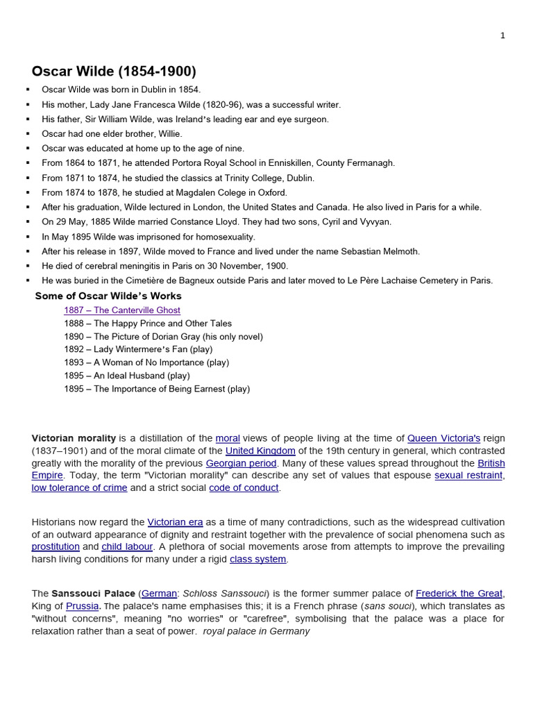 Lengua Inglesa 2 - Oscar Wilde-Background | PDF | Oscar Wilde