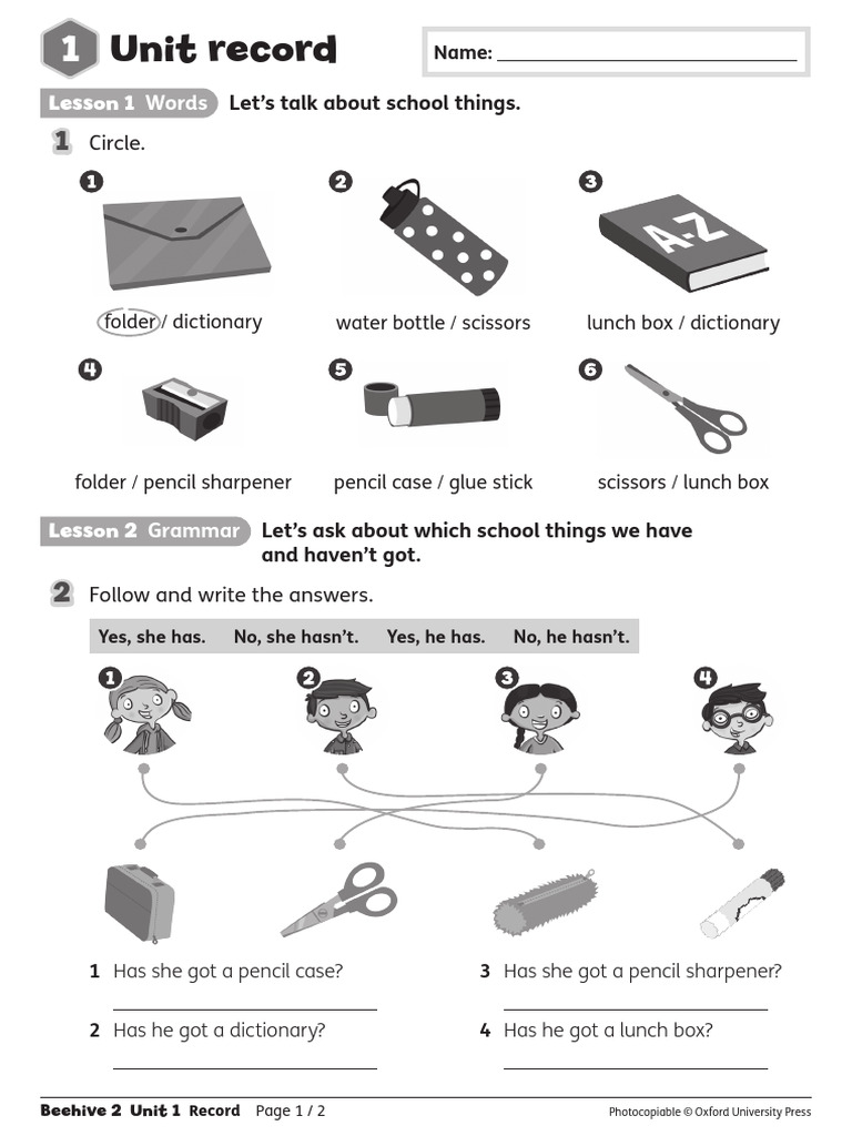 Beehive2 Assessment For Learning Worksheets | PDF | Lunch | Meal