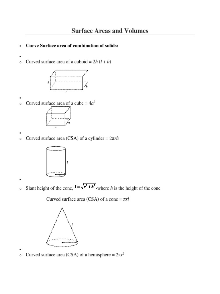 Surface Area and Volume of Solids | PDF | Sphere | Volume
