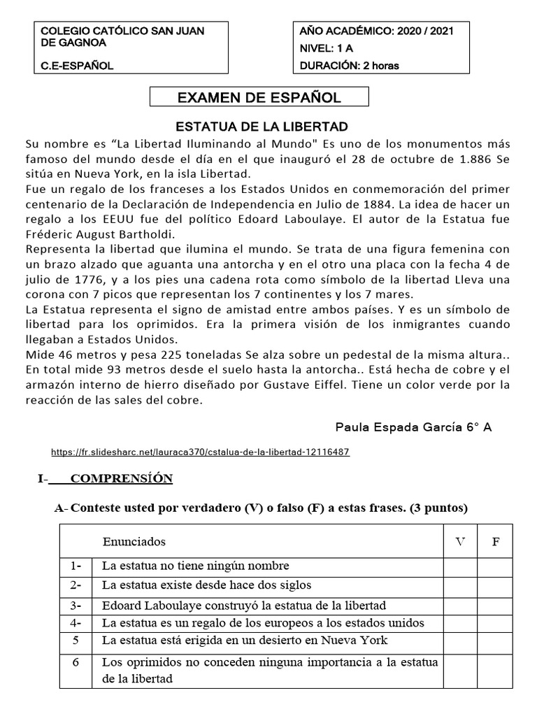 Devoir Espagnol 1ere Du 12 Pdf