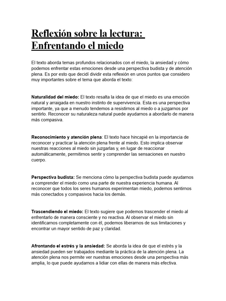 Reflexión sobre la lectura | PDF