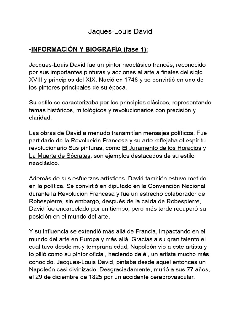 Jaques Louis David | PDF | Las artes