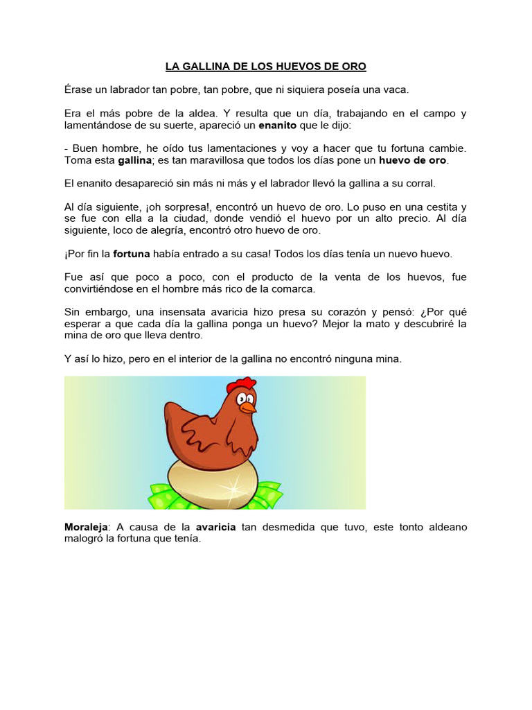 La Gallina de Los Huevos de Oro | PDF | Caperucita Roja