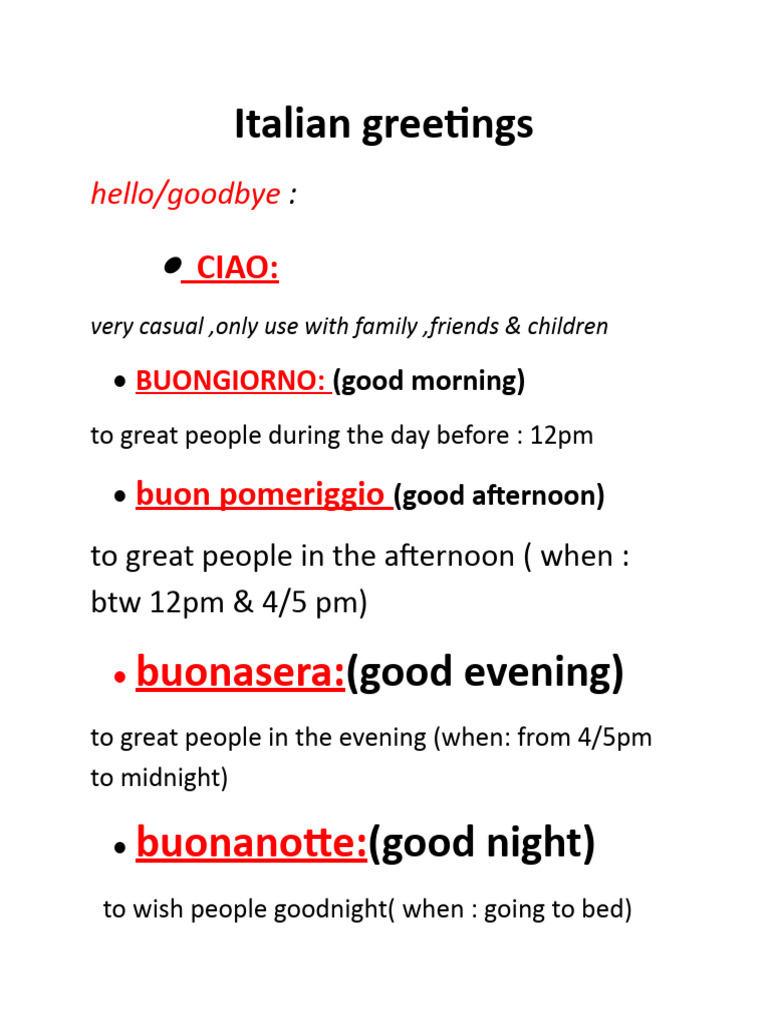 Italian Greetings | PDF