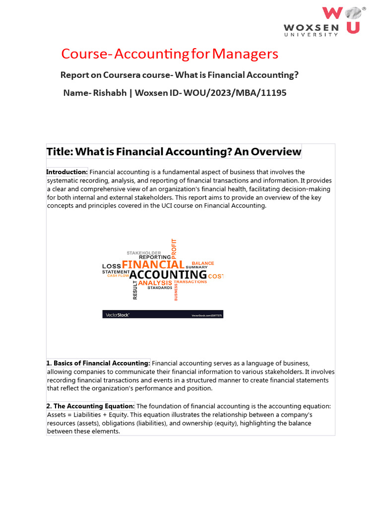 Coursera Accounting Course Report Word Plag | PDF