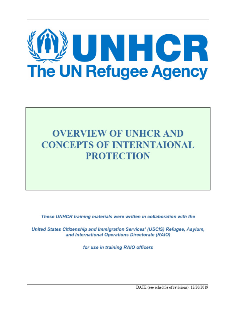 UNHCR Overview of UNHCR and Concepts of Refugee Protection RAIO | PDF ...