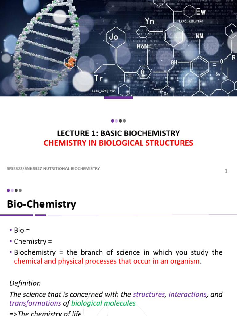 L1 Basic Biochem | PDF | Biochemistry | Chemistry