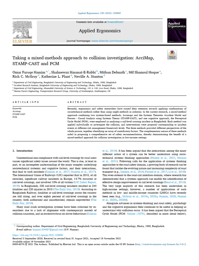 Taking A Mixed Methods Approach To Collision Investigation 2022 Applied ...