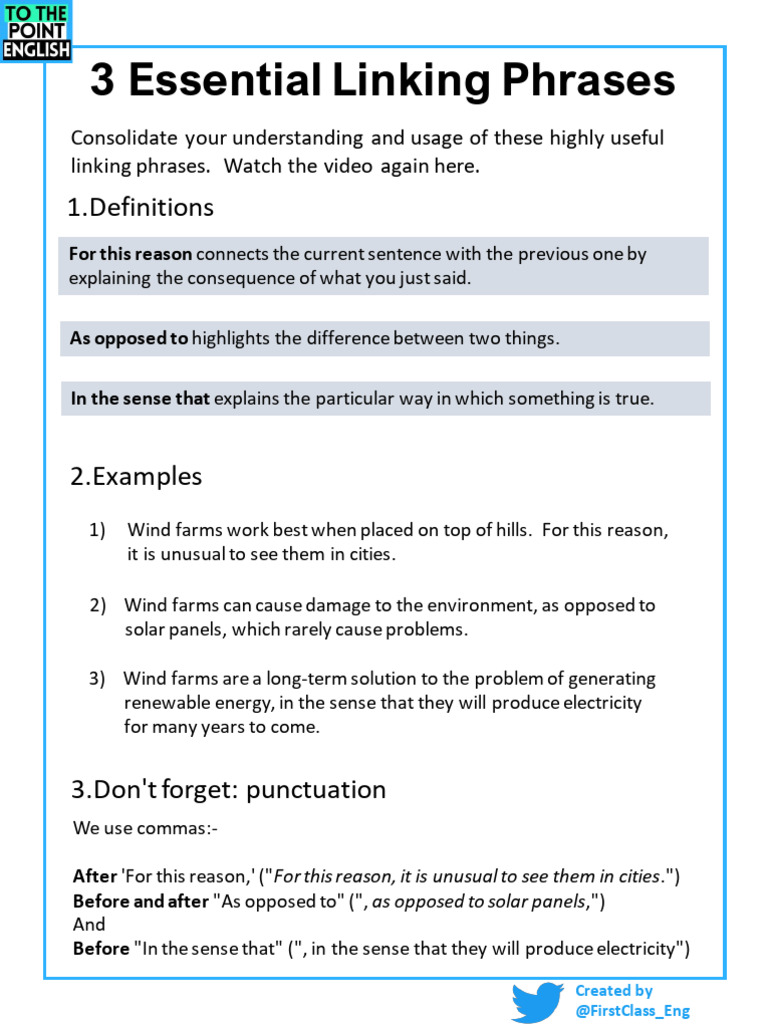 3 Key Linking Phrases Explained | PDF | Reason | Renewable Resources