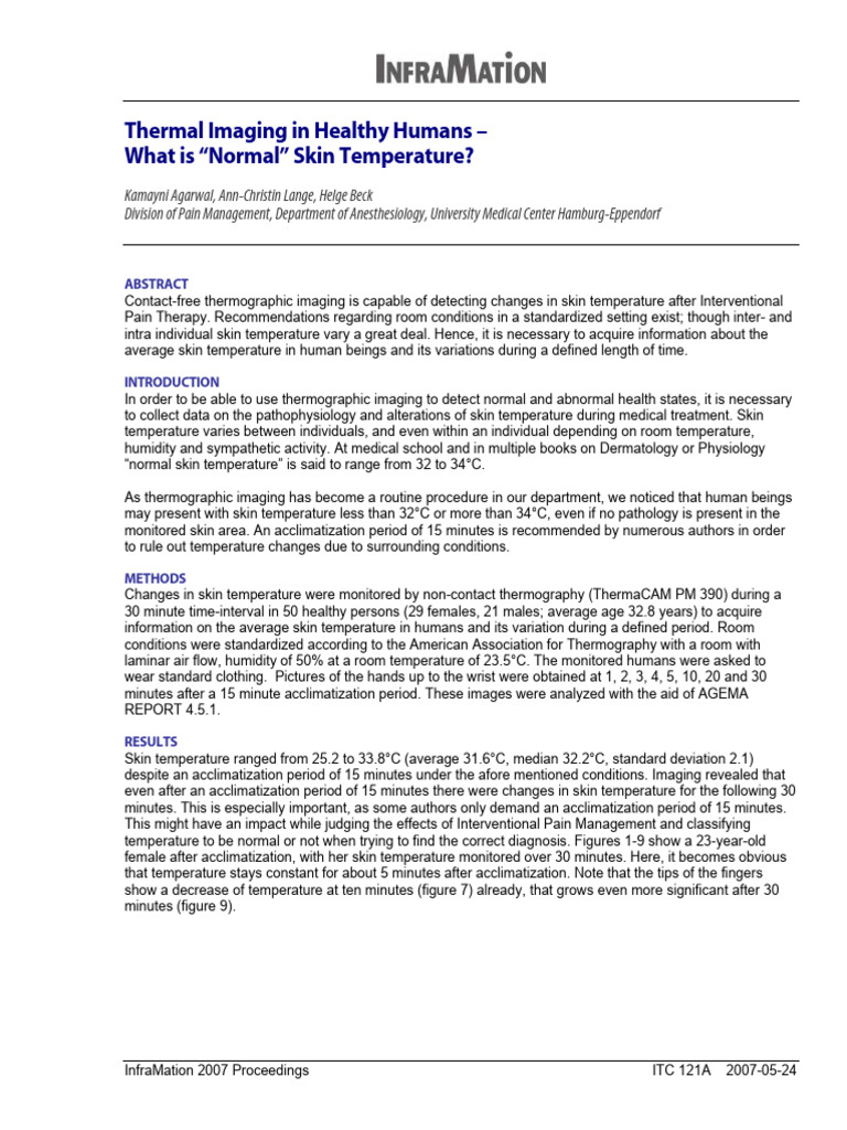 Thermal Imaging in Healthy Humans - What Is "Normal" Skin Temperature ...