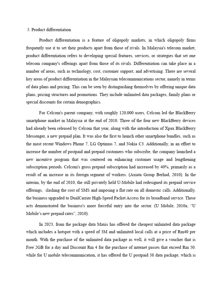 Product Differentiation Eco Group Assignment | PDF | Prepaid Mobile ...