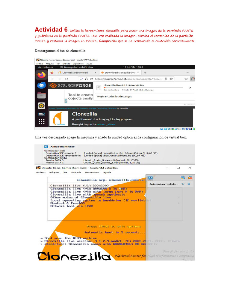 Crear y restaurar imagen con Clonezilla | PDF | Juegos y actividades | Informática