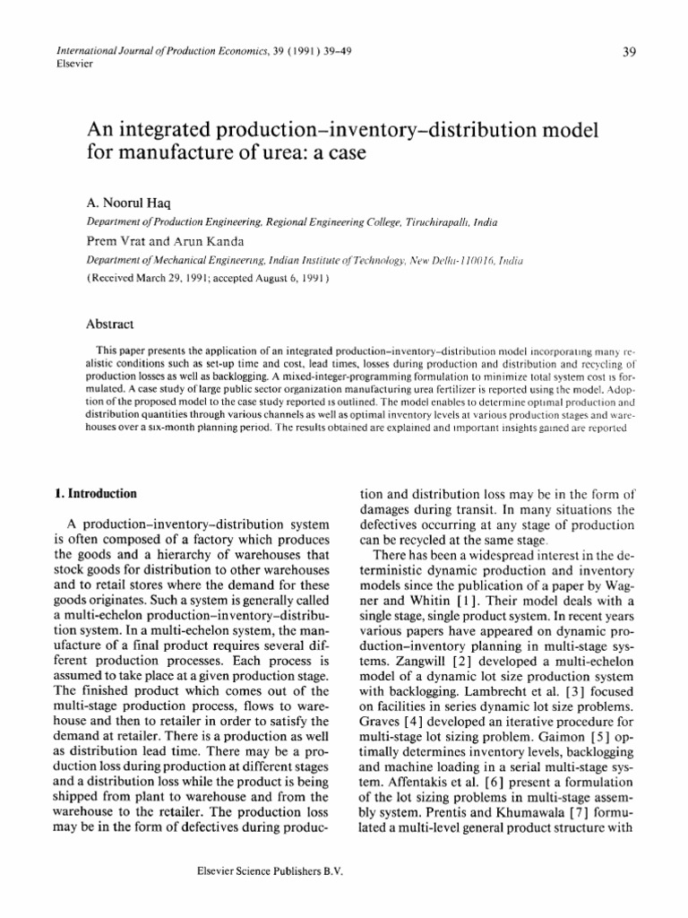 An Integrated Production Inventory Distr | PDF | Inventory | Warehouse