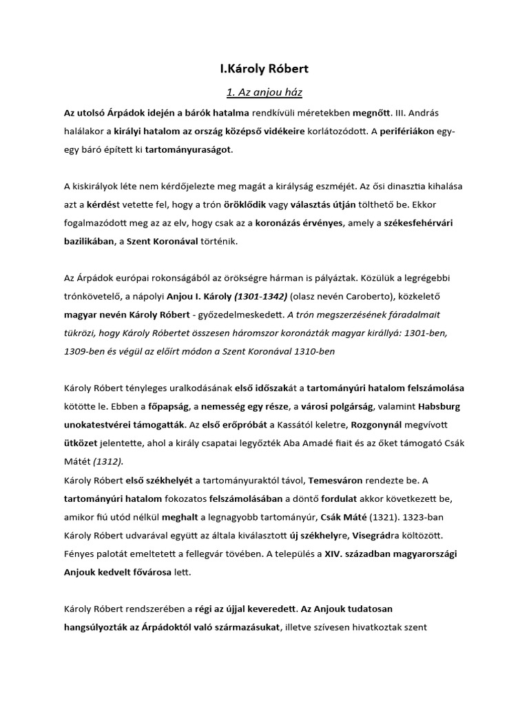 I. Károly Róbert | PDF
