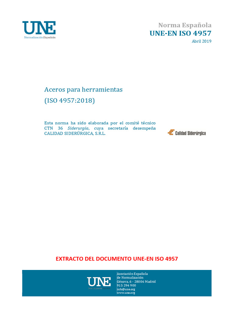 (Ex) Une-En Iso 4957 2019 | PDF | Organización internacional para la estandarización