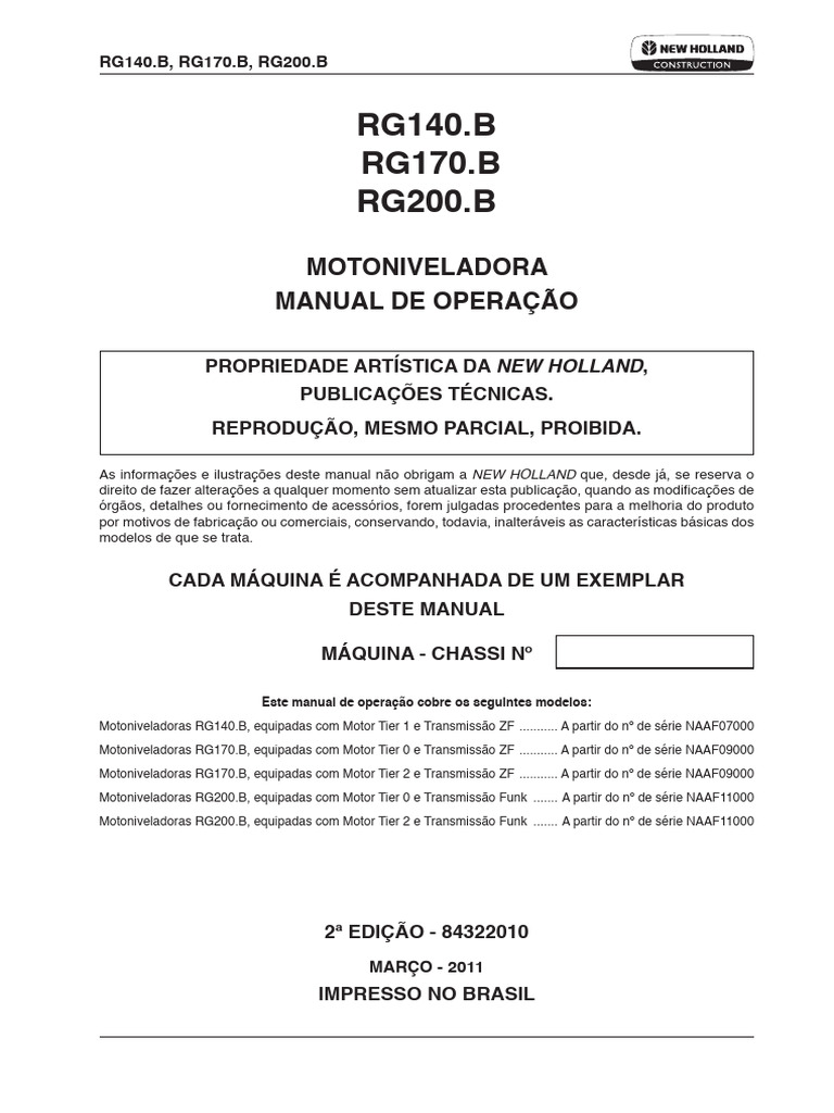RG140.B, RG170.B, RG200.B - Manual Operação | PDF | Eixo | Motores