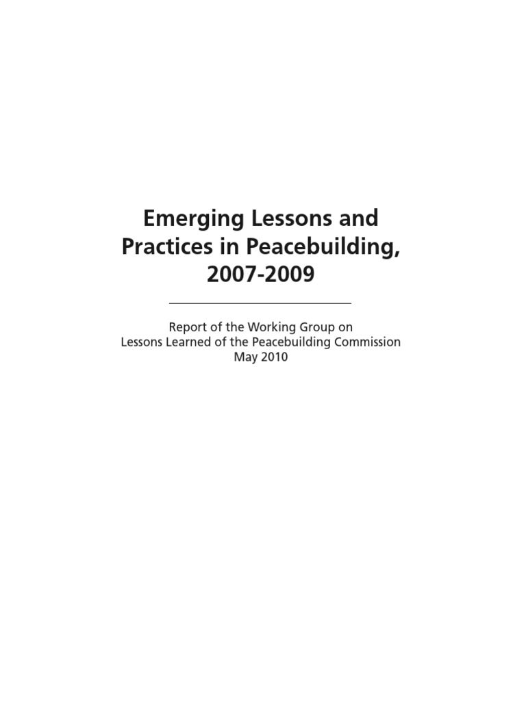 Emerging Lessons and Practices in Peacebuilding, 2007-2009 | PDF ...