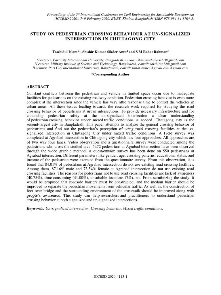 Study On Pedestrian Crossing Behaviour A | PDF | Survey Methodology ...