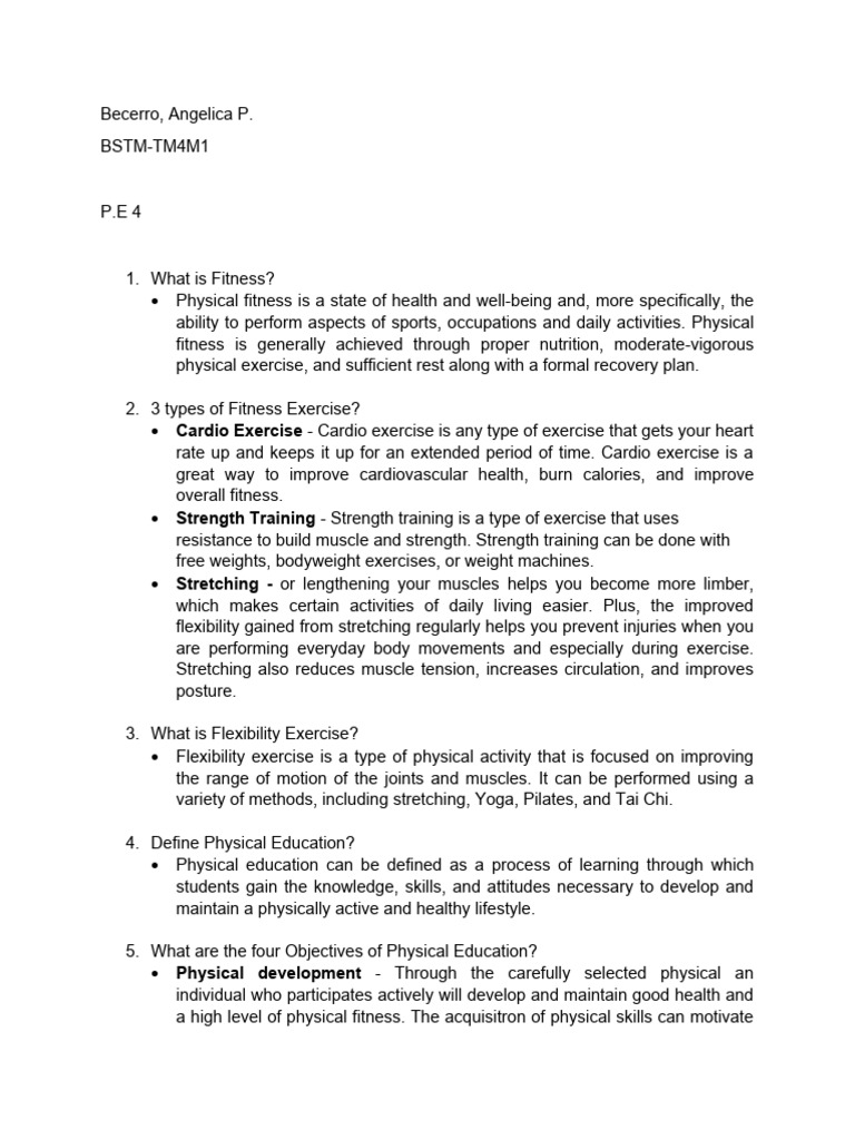 PE4 | PDF | Physical Fitness | Strength Training