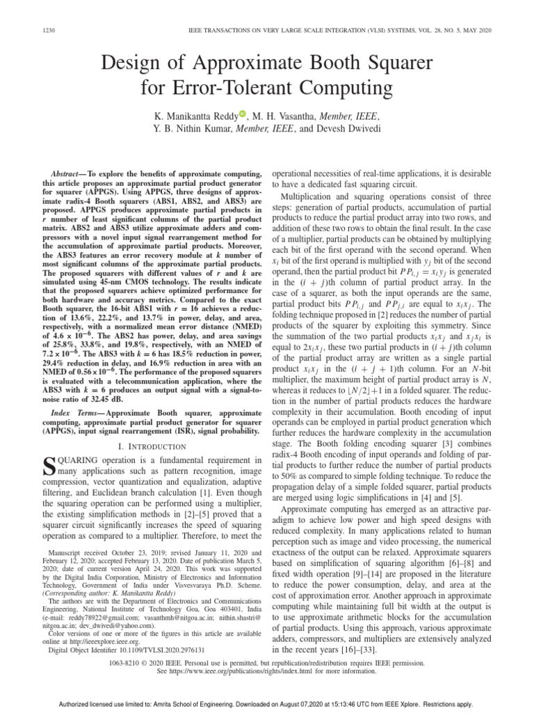 Paper On Booth Squarer | PDF | Matrix (Mathematics) | Computer Engineering
