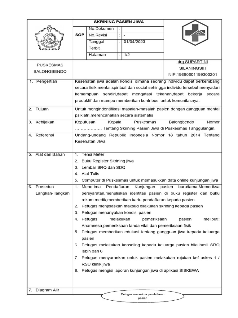 Sop Skrining Jiwa Fix | PDF