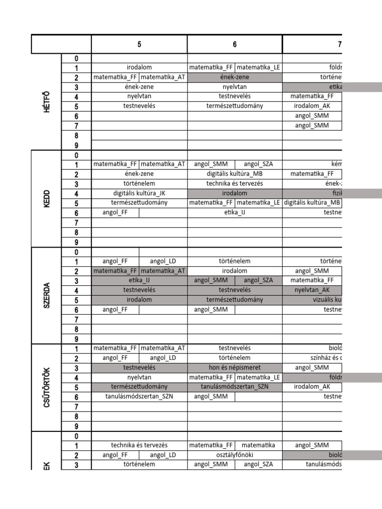 Orarend 2023 2024 09 18 | PDF