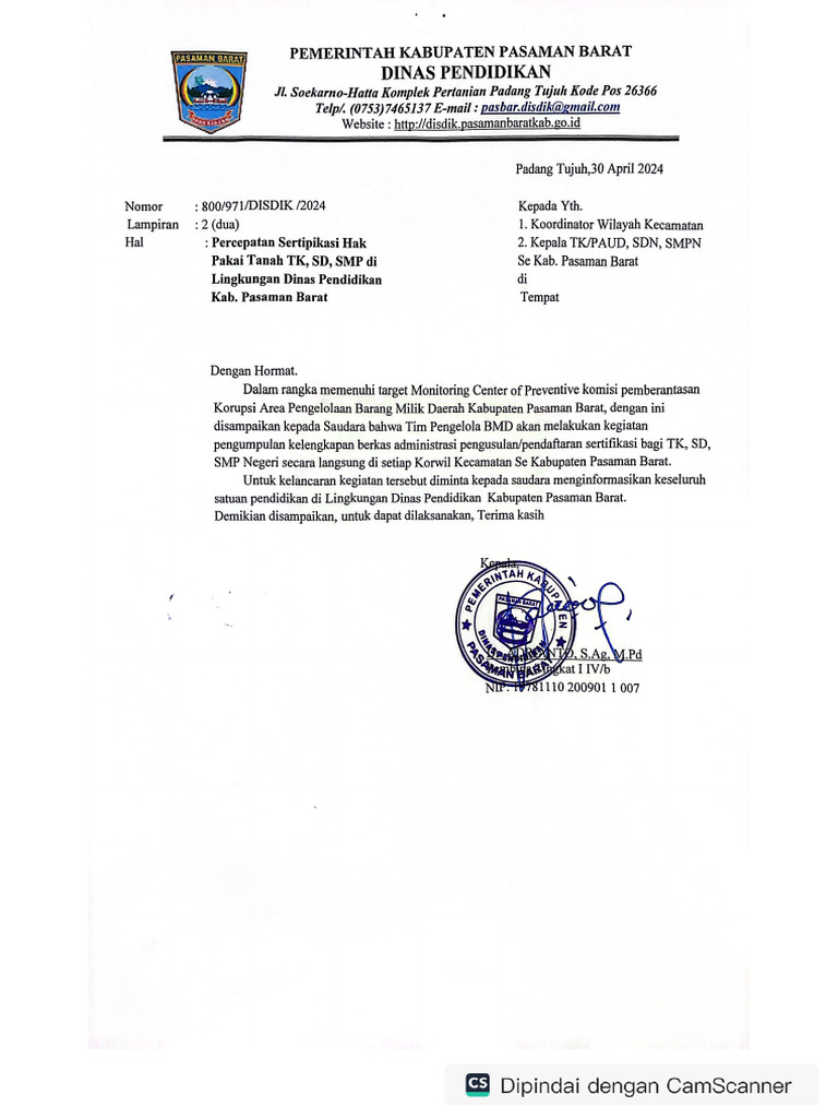 Surat Percepatan Sertifikat Tanah (3) | PDF