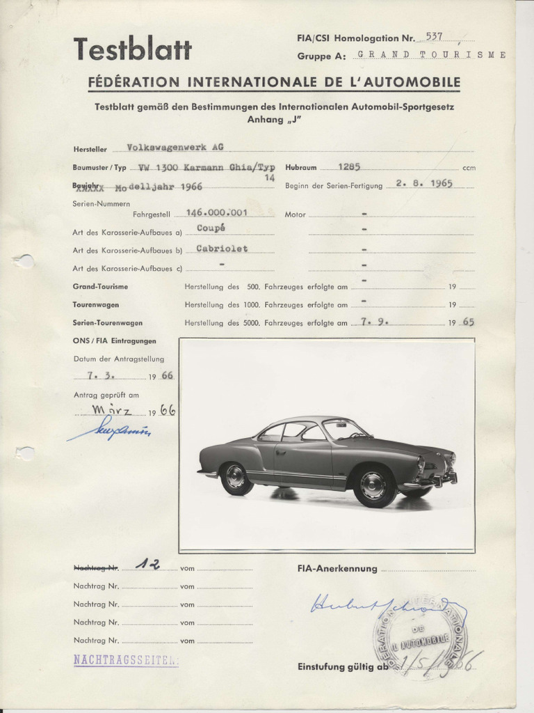 Homologation Form 537 Group 3 | PDF