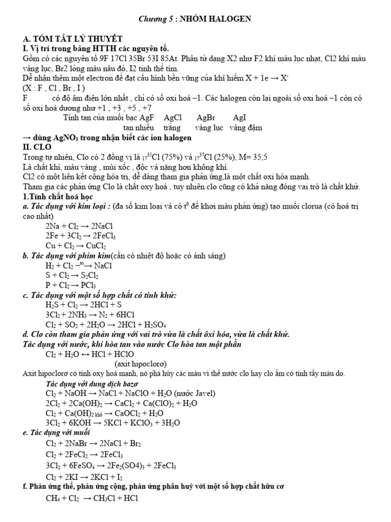 Tom Tat Ly Thuyet Halogen | PDF