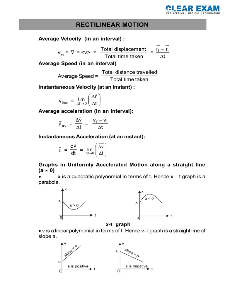Rectilinear Motion | PDF