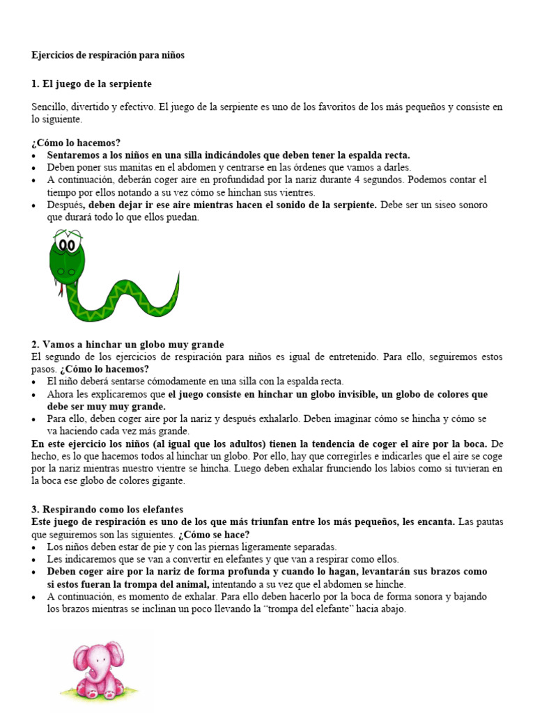 Ejercicios de respiración para niños | PDF | Respiración