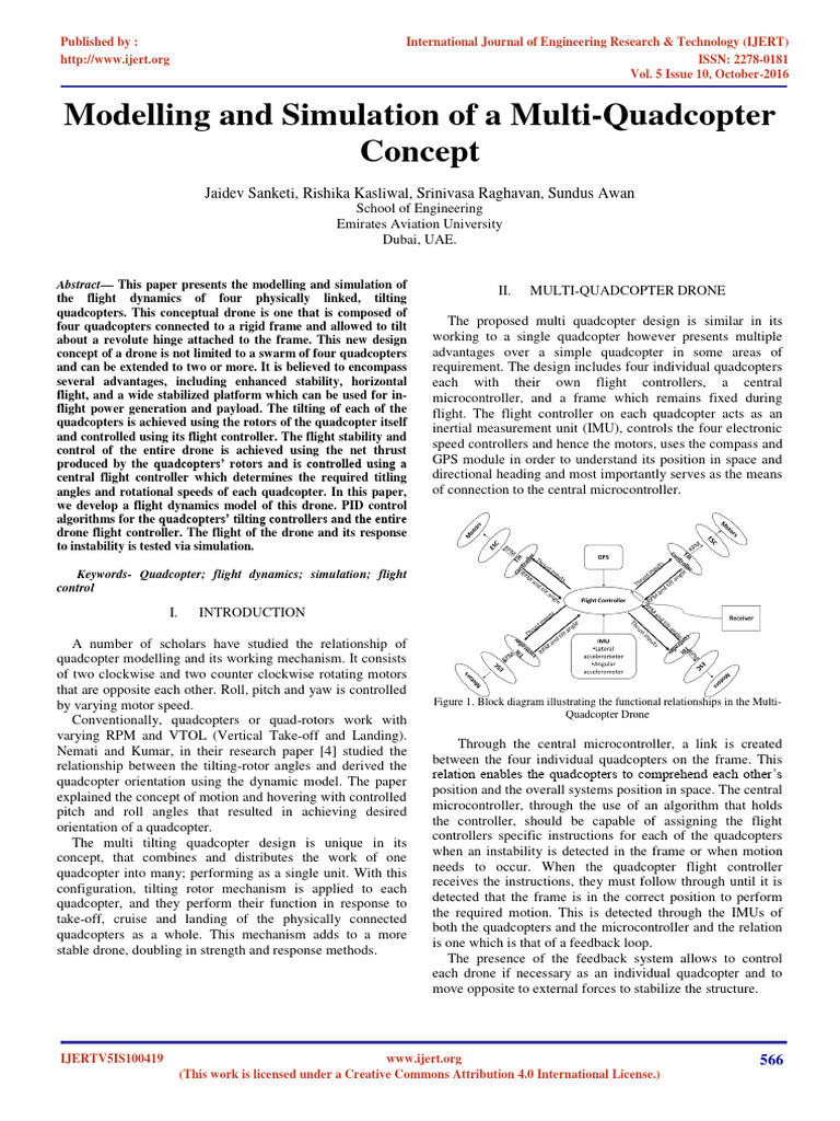 Modelling and Simulation of a Multi-Quadcopter | PDF | Quadcopter | Rotation