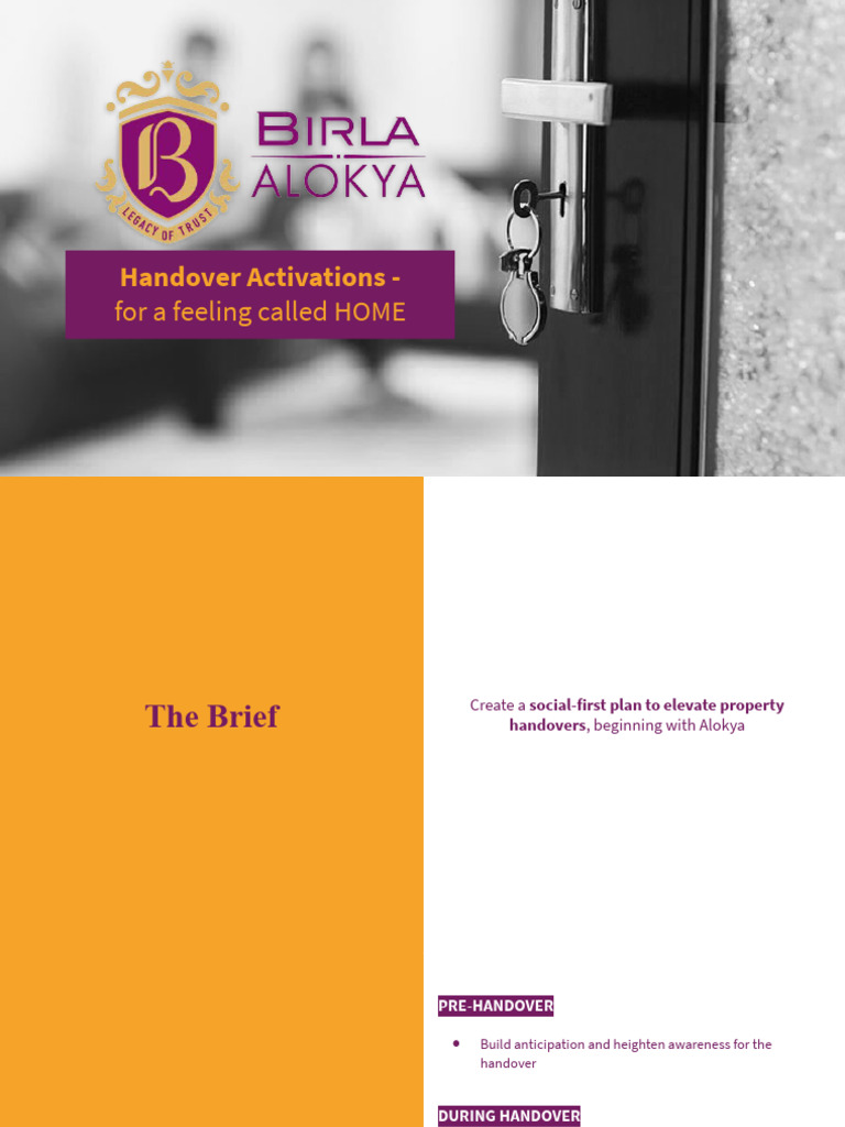 Birla Alokya Handover Celebration Plan | PDF | Law