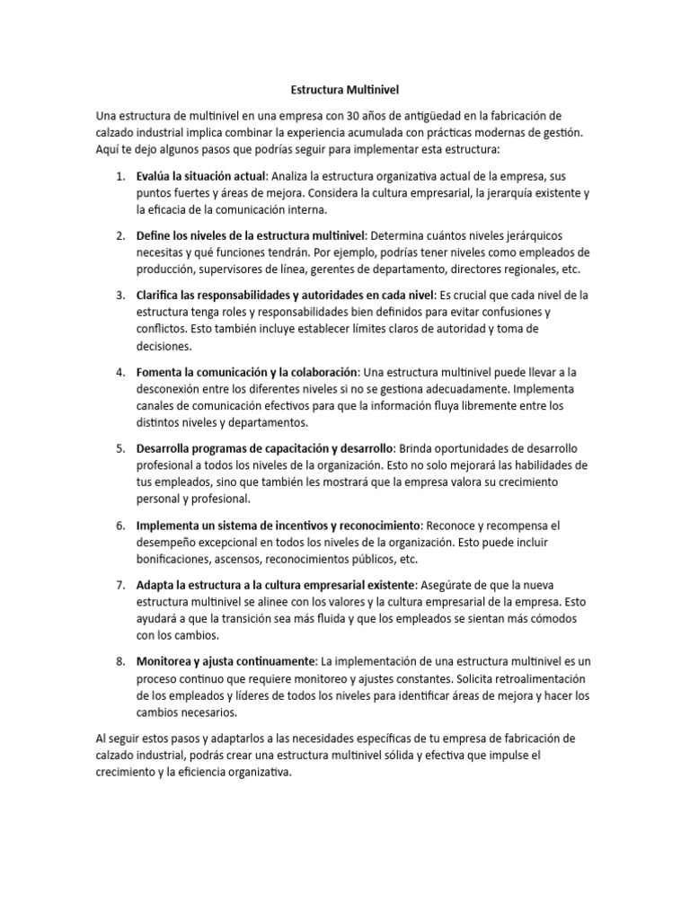 Estructura Multinivel | PDF | Business | Calidad (comercial)