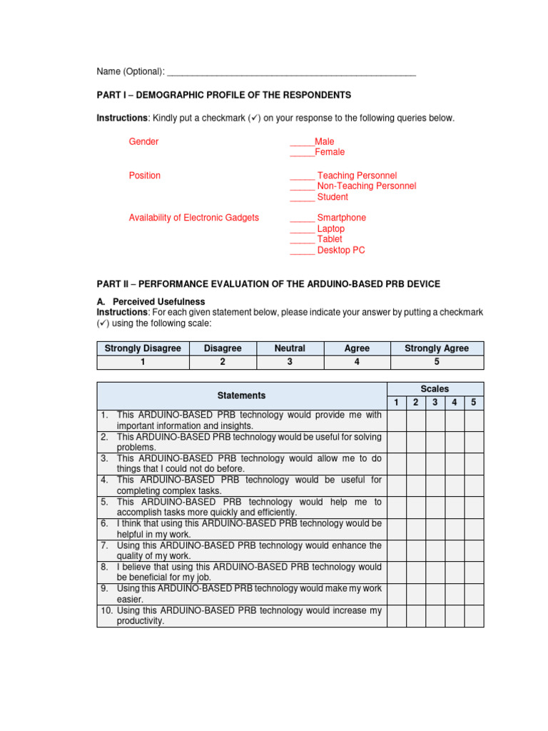 Supporting File 006 Survey Questionnaires | PDF | Usability | Computing