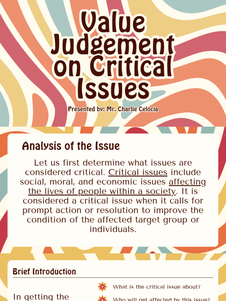 Value Judgement On Critical Issues | PDF | Discrimination | Causality