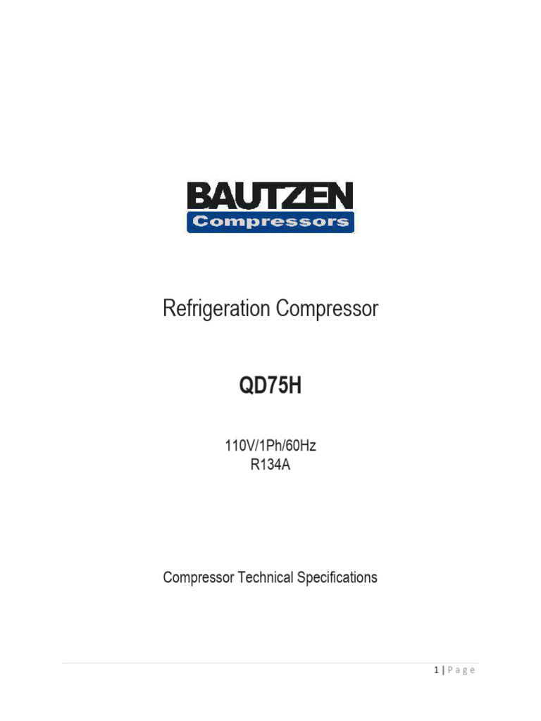 QD75H Compressor Technical Specs | PDF | Vacuum | Manufactured Goods
