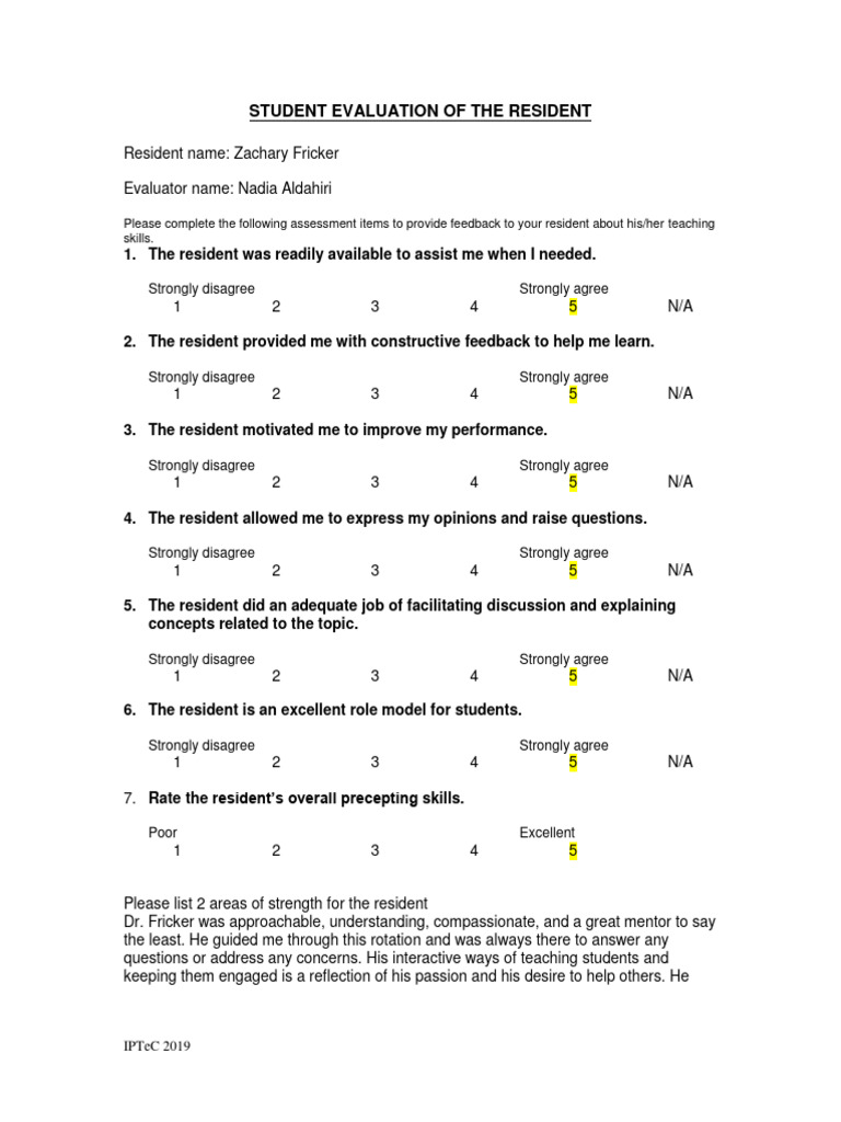Nadia Evaluation Form 2 | PDF | Behavioural Sciences | Psychological Concepts