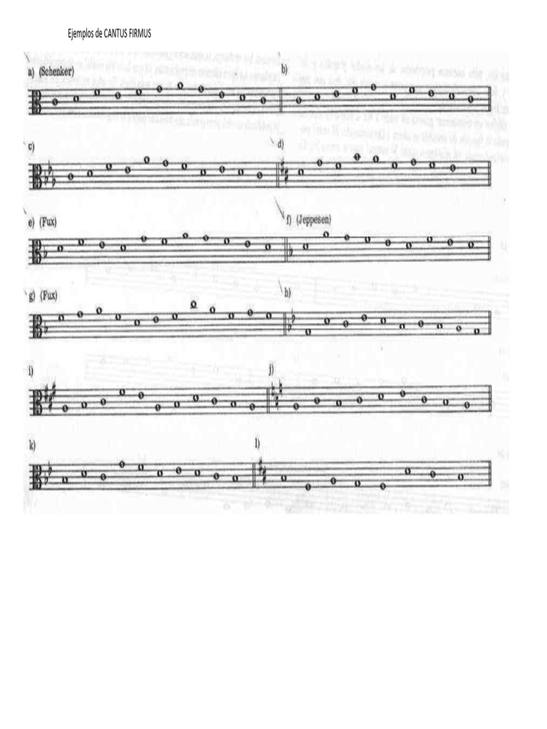 CANTUS FIRMUS - Ejemplos Salzer Schachter | PDF