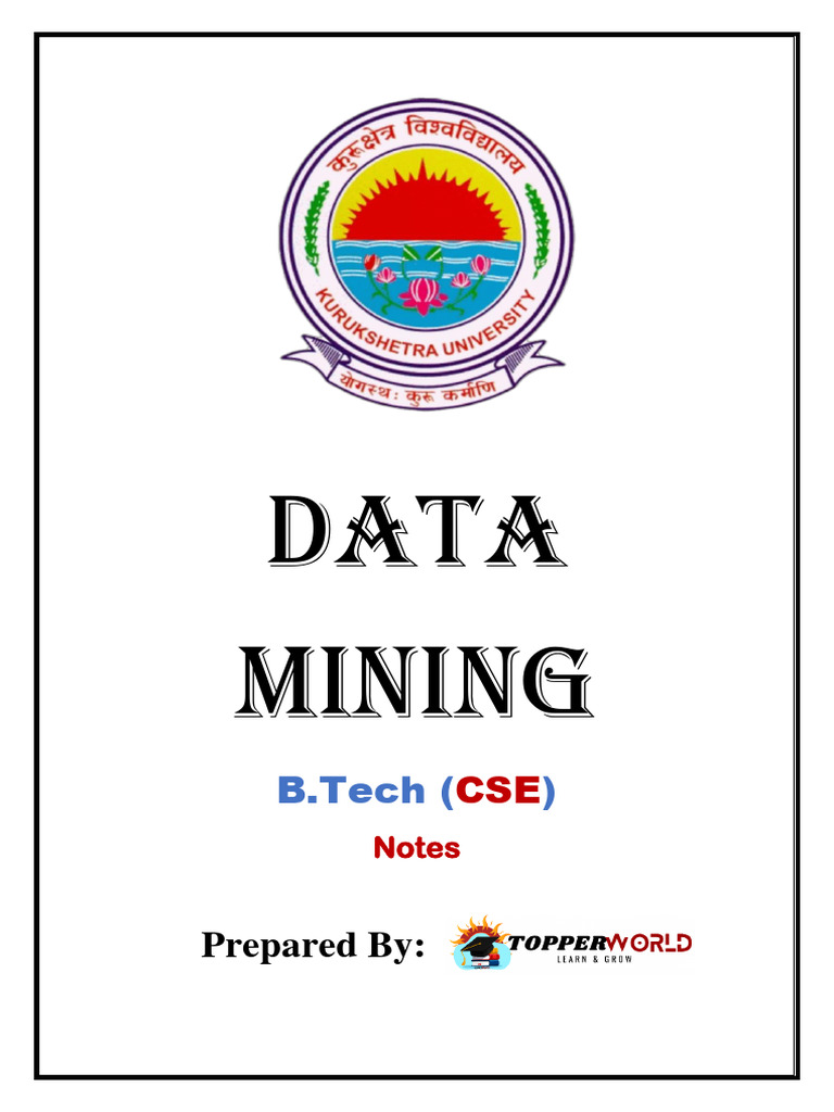 Data Mining Cse Kuk Notes | PDF
