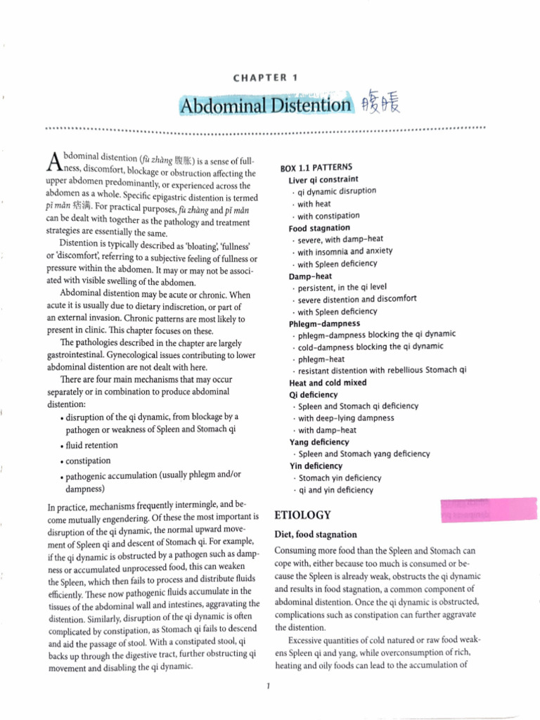 TCM Internal medicine - abdominal distention 腹脹 | PDF | Constipation ...
