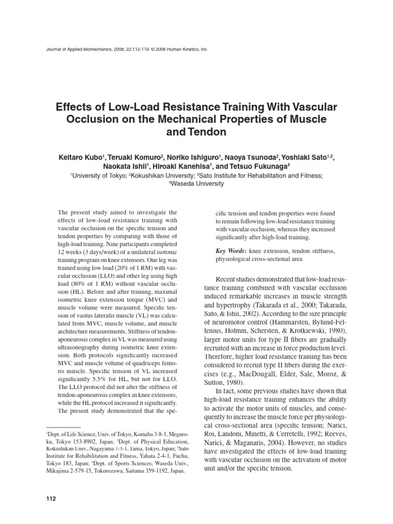 Effects of Low-Load Resistance Training With Vascular | PDF ...