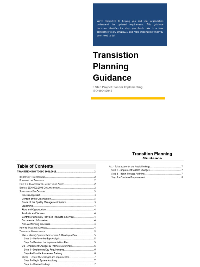 Transitioning Planning Guidance | PDF | Iso 9000 | Quality Management System