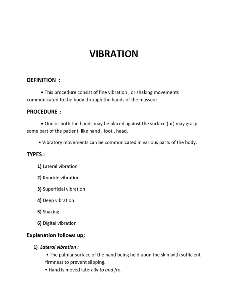 VIBRATION Notes | PDF | Hand | Massage