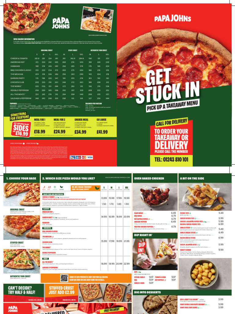 Papa John Butlins A5 Takeaway - Menu - 26.05.23 - HR | PDF | Pizza ...