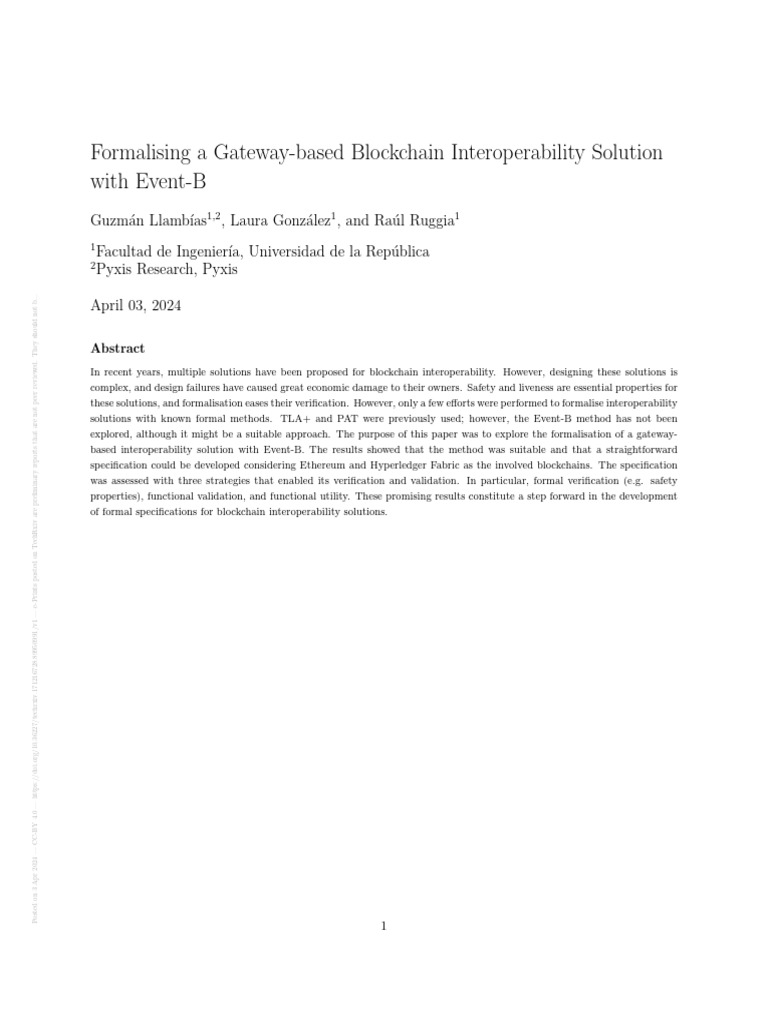 Formalising A Gateway-Based Blockchain Interoperab | PDF | Formal Verification | Specification ...