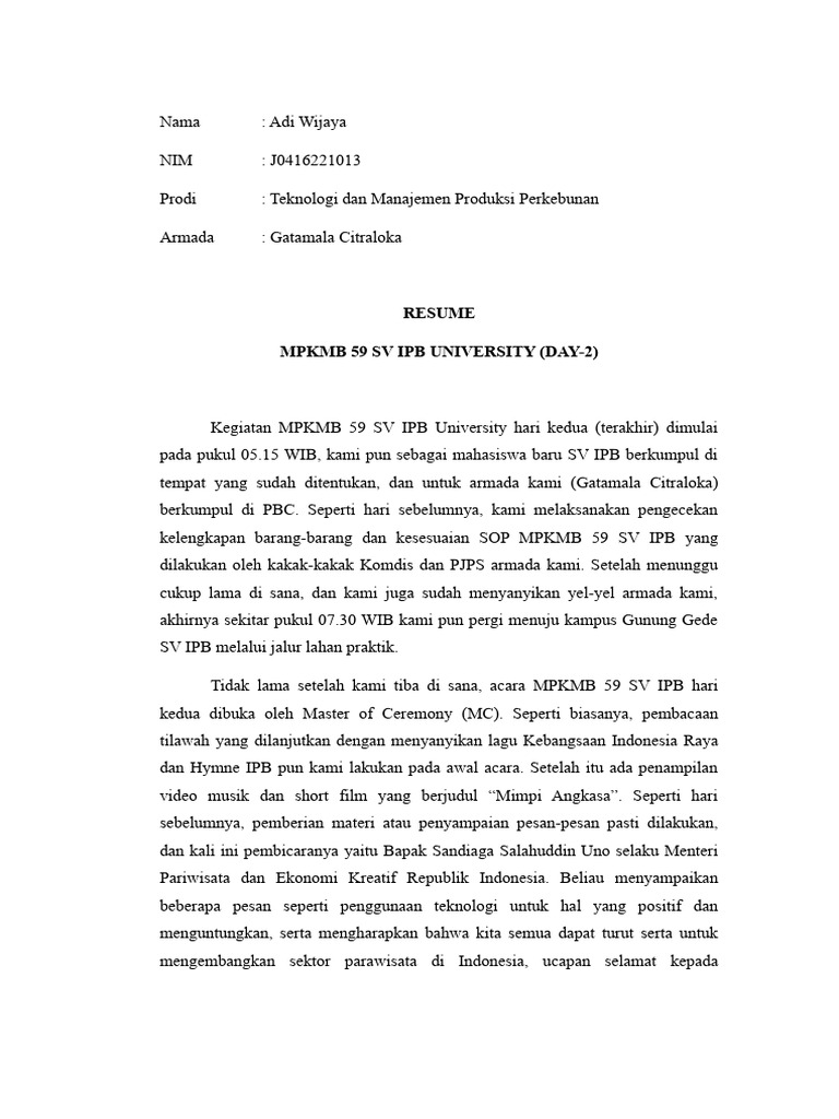 MPKMB 59 SV IPB: Hari Kedua yang Meriah | PDF | Kajian Bahasa Asing