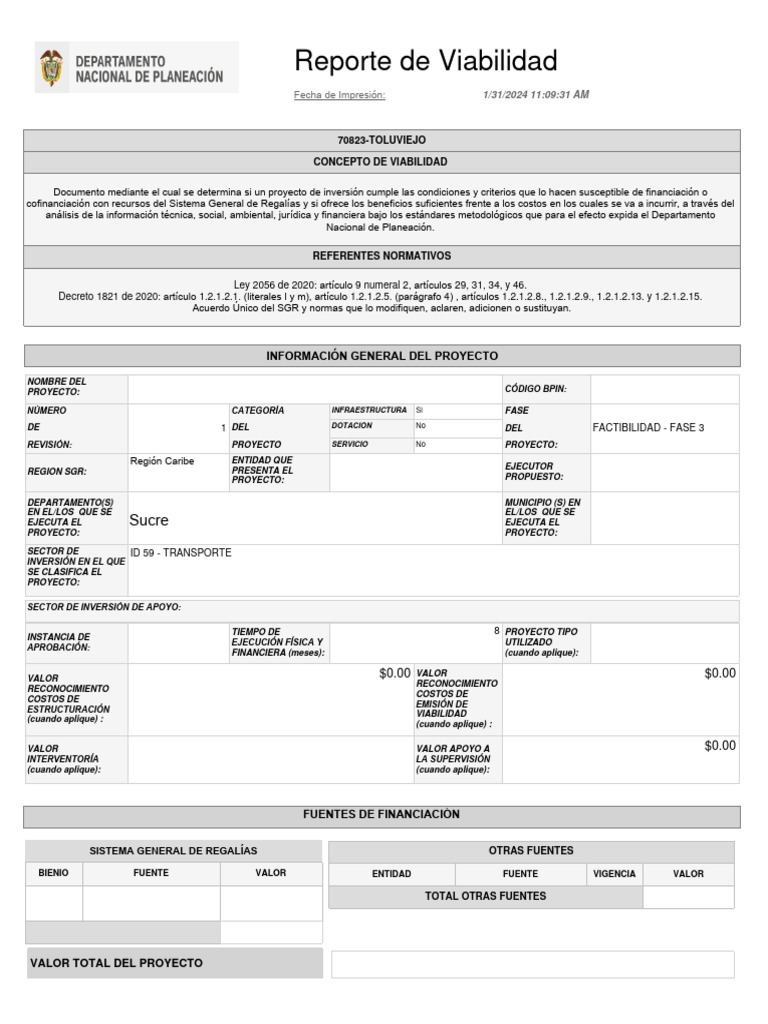 FICHA_VIABILIDAD_SGR | PDF | Tasa interna de retorno | Economias