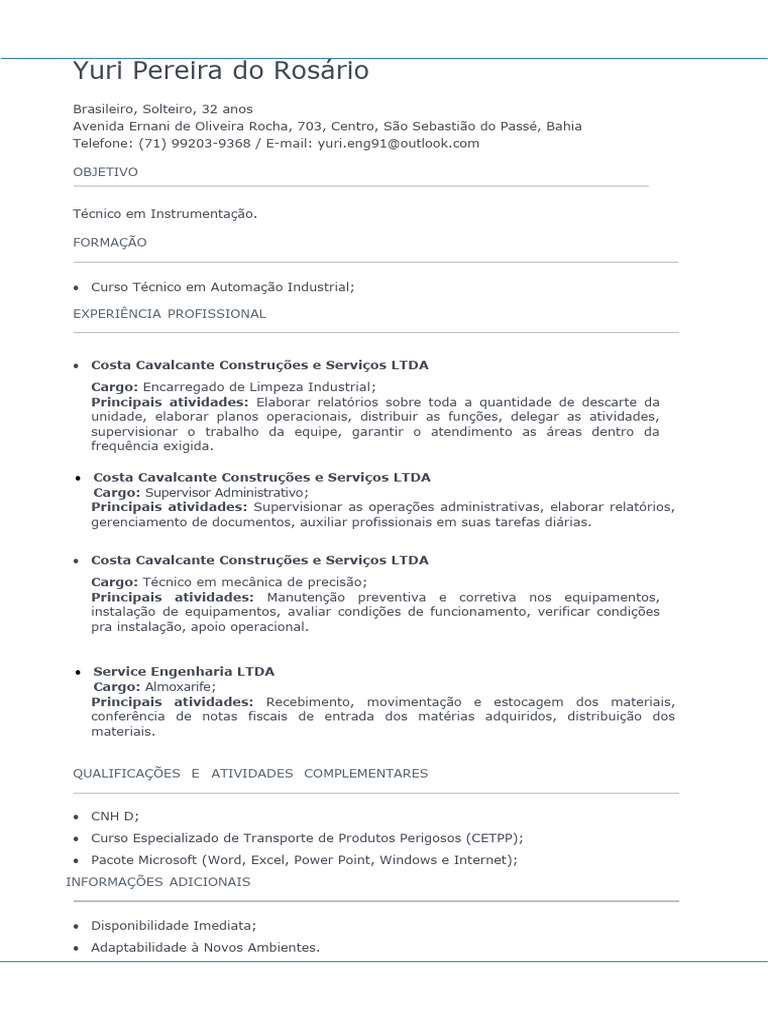 CV Yuri Pereira | PDF