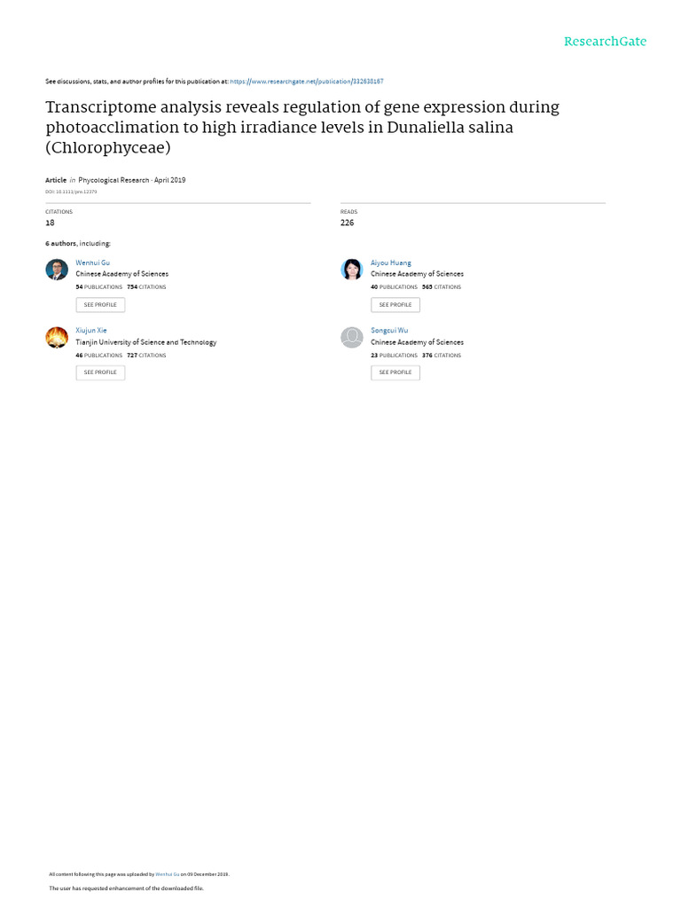 Transcriptome Analysis Reveals Regulation of Gene Expression During ...